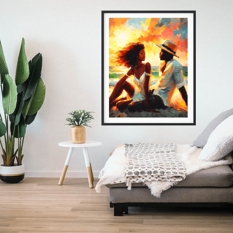 Black Couple Poster, Caribbean Wall Art, Afro Wall Art, African American Art, Black Couple Art ...