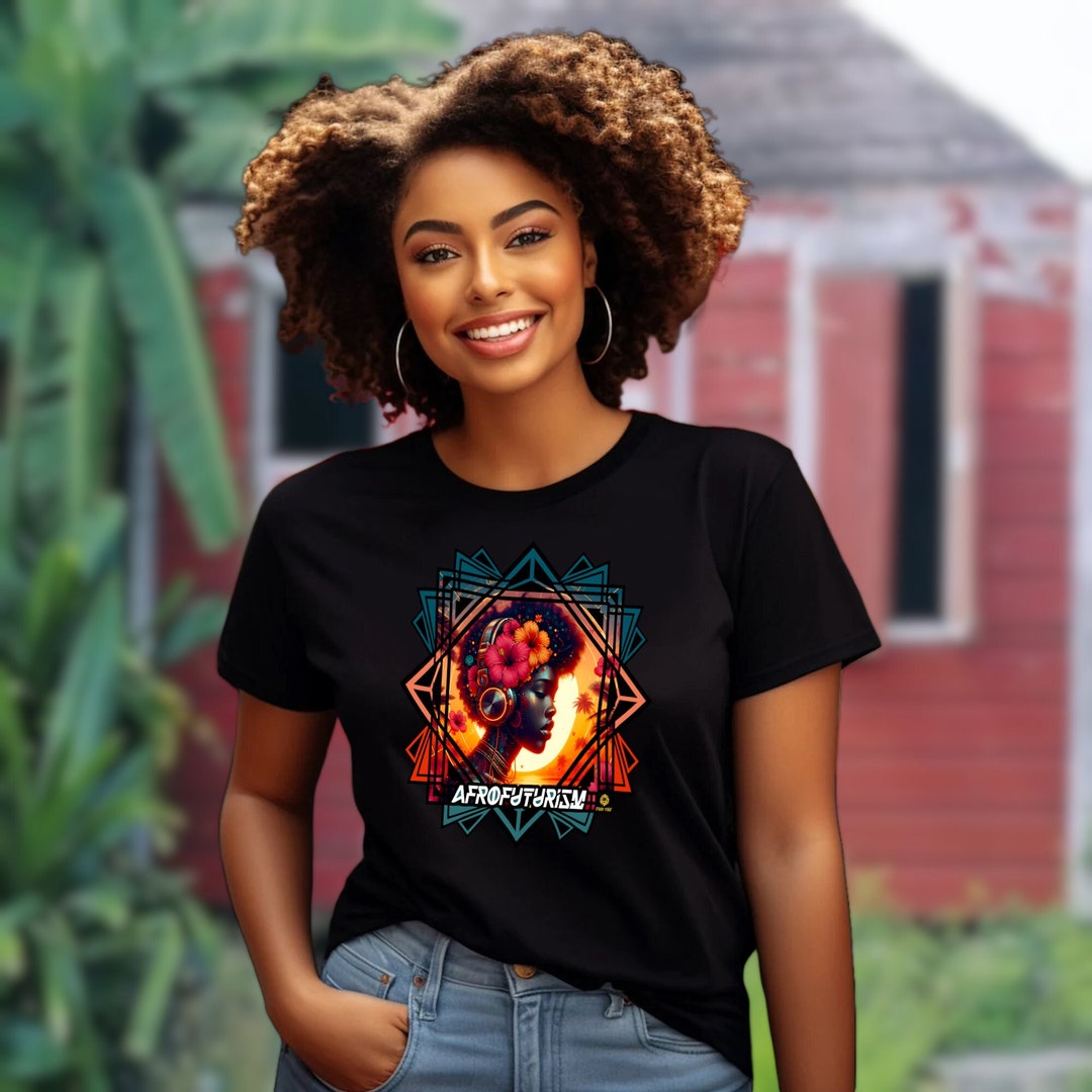 Afrofuturism Tee, African American Tee, Afrofuturism Design, Afro Woman ...