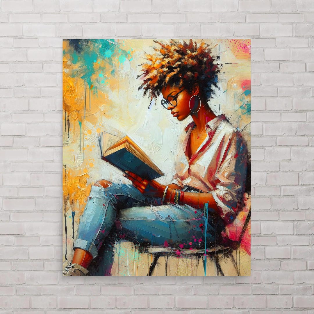 Black Woman Reading Poster, Black Girl Poster, Black Woman Wall Art ...