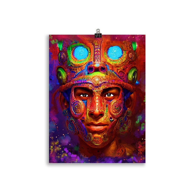 Mayan Warrior Poster Tribal Warriors Mayan Wall Art Mexican - Etsy