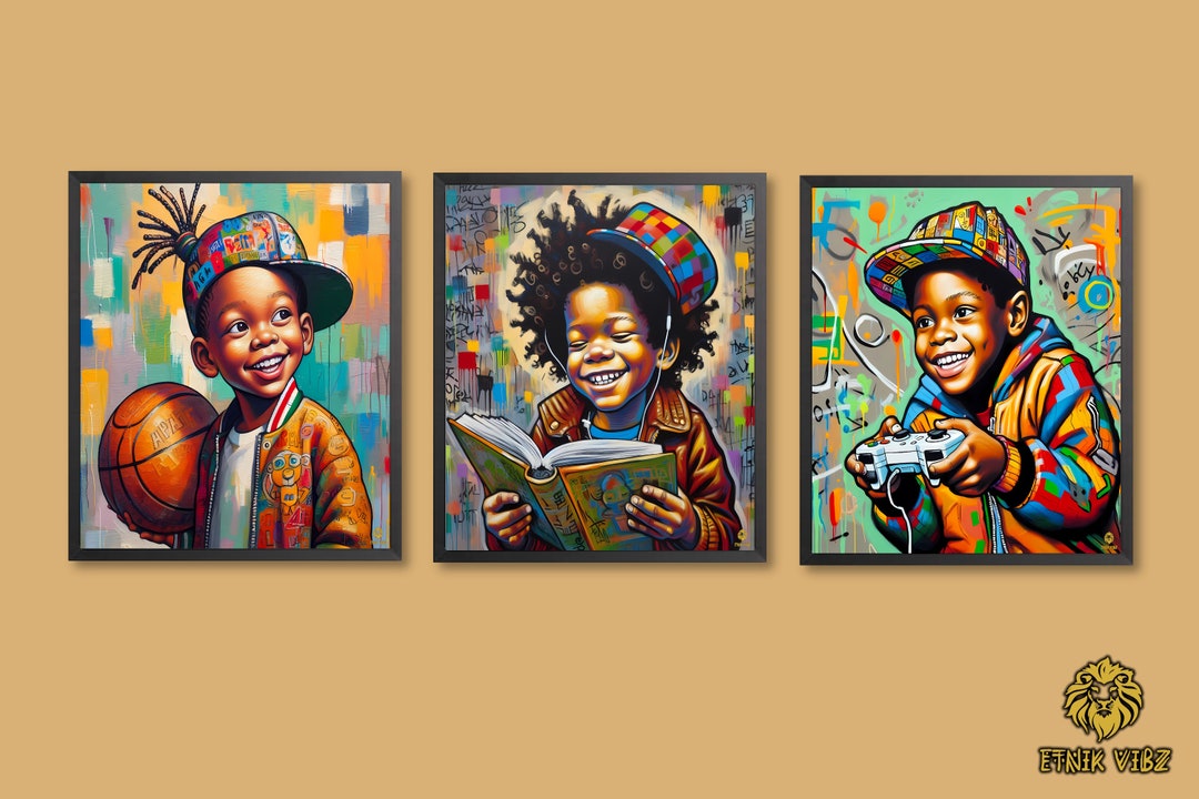 3 Set Black Boy Prints, Black Boy Matter, Black Boy Joy Print, Instant ...