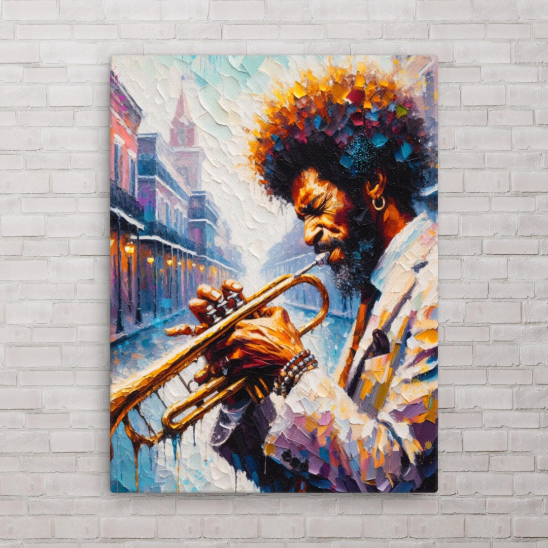Jazz Player Canvas, Blues Music, New Orleans Jazz, Afro Wall Art, Music ...