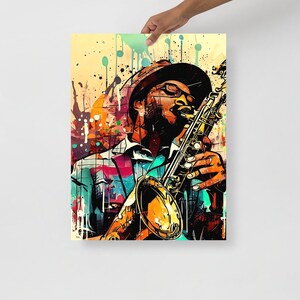 Jazz Player Poster | Blues Music | Modern Pop Art | Afro Wall Art ...