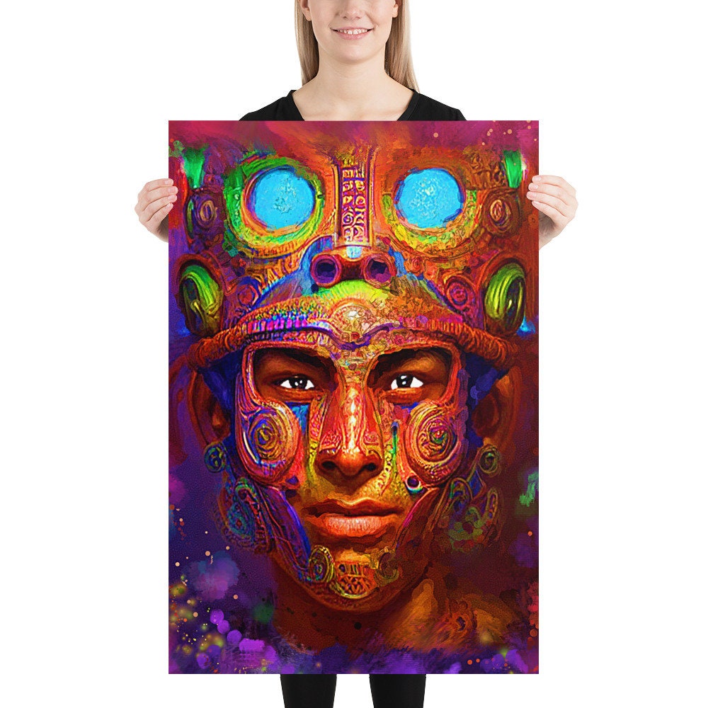 Mayan Warrior Poster Tribal Warriors Mayan Wall Art Mexican - Etsy
