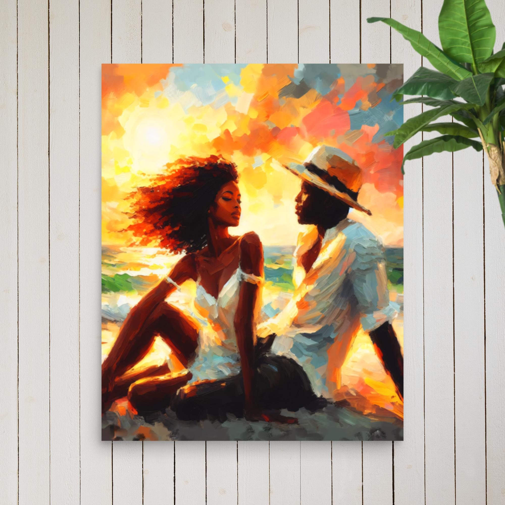Black Couple Poster, Caribbean Wall Art, Afro Wall Art, African American Art, Black Couple Art ...