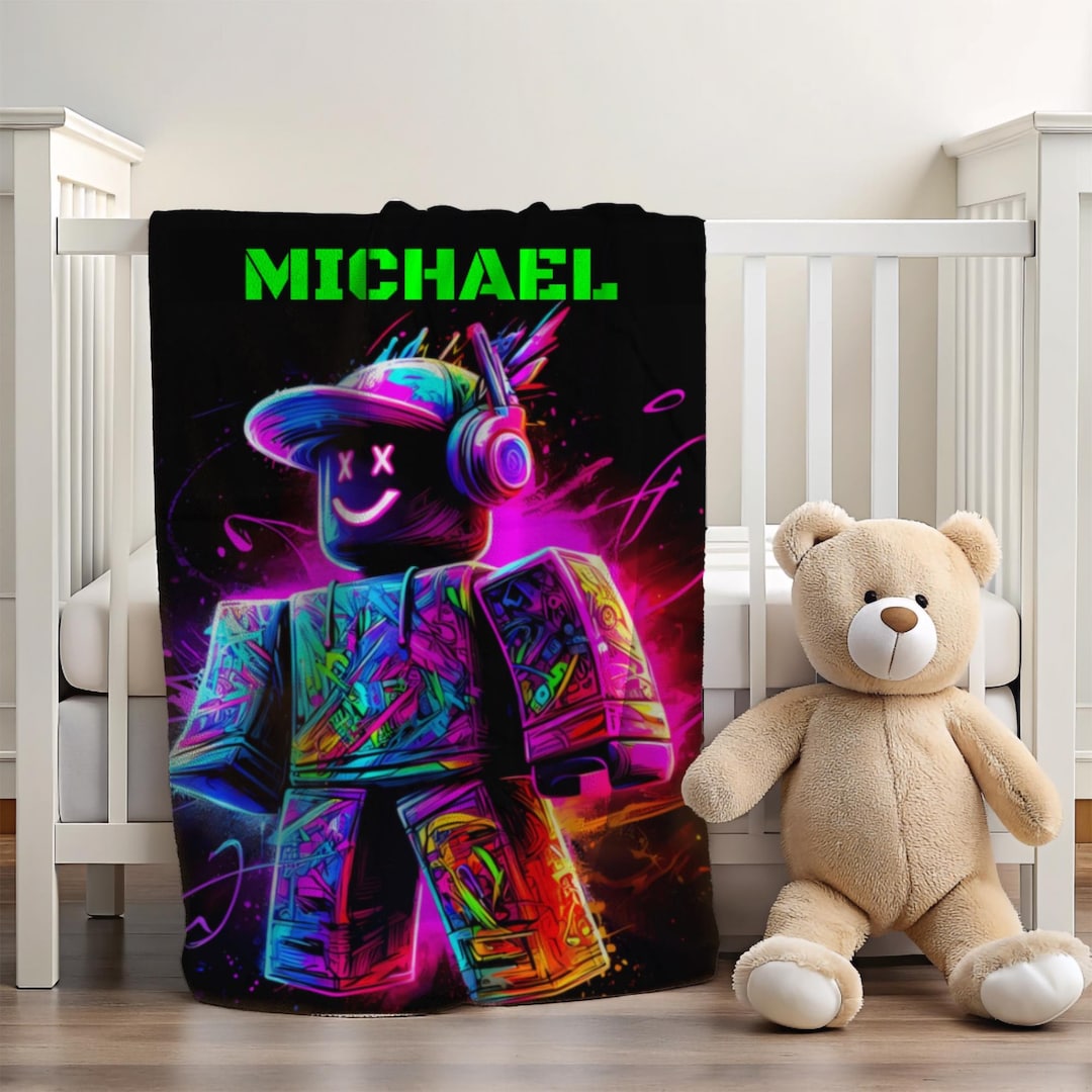 Personalized Roblox Blanket, Throw Blanket, Kids Name Blanket ...