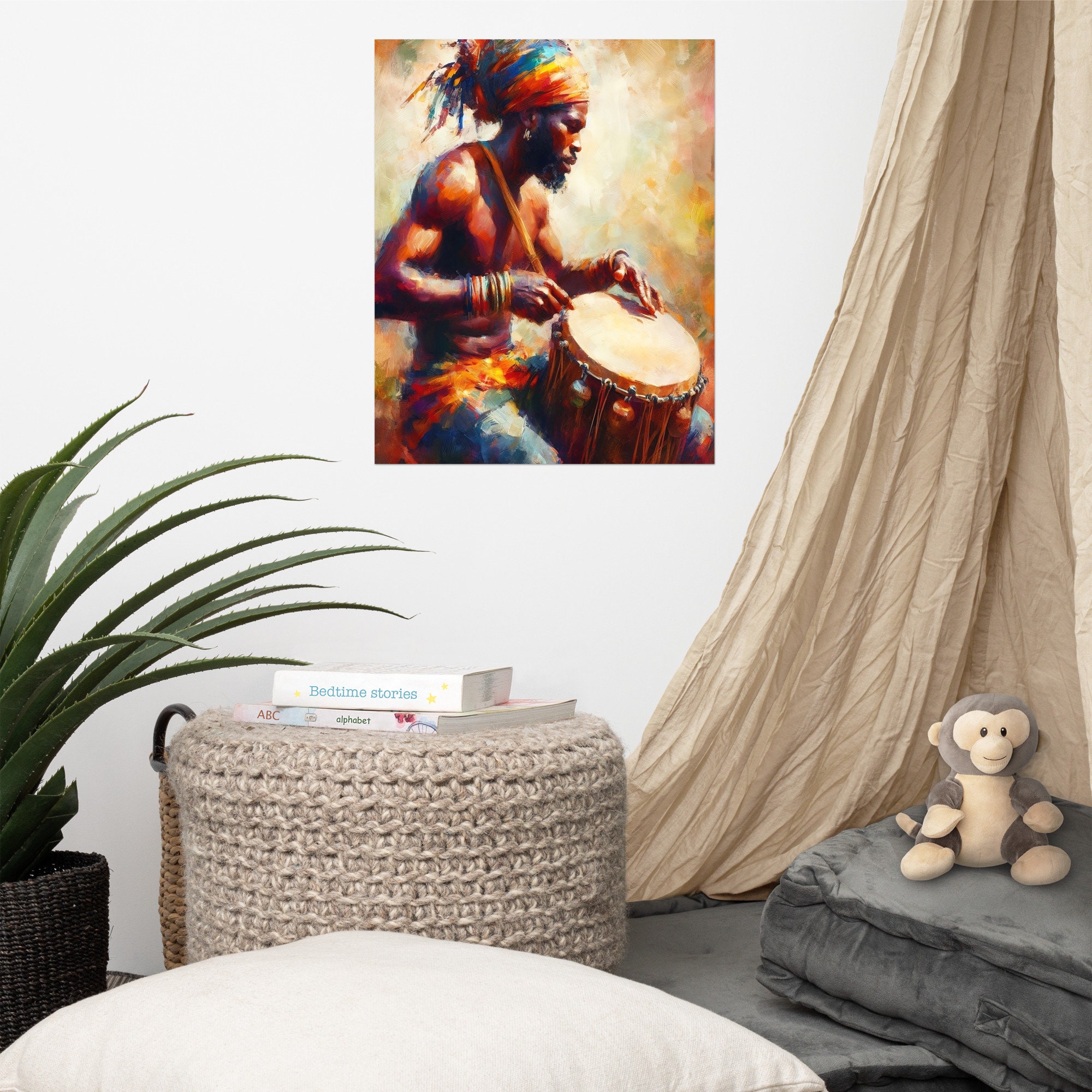 Drum Man Poster | Caribbean Vibe | Bongo Conga Gwoka Music | Afro Wall ...