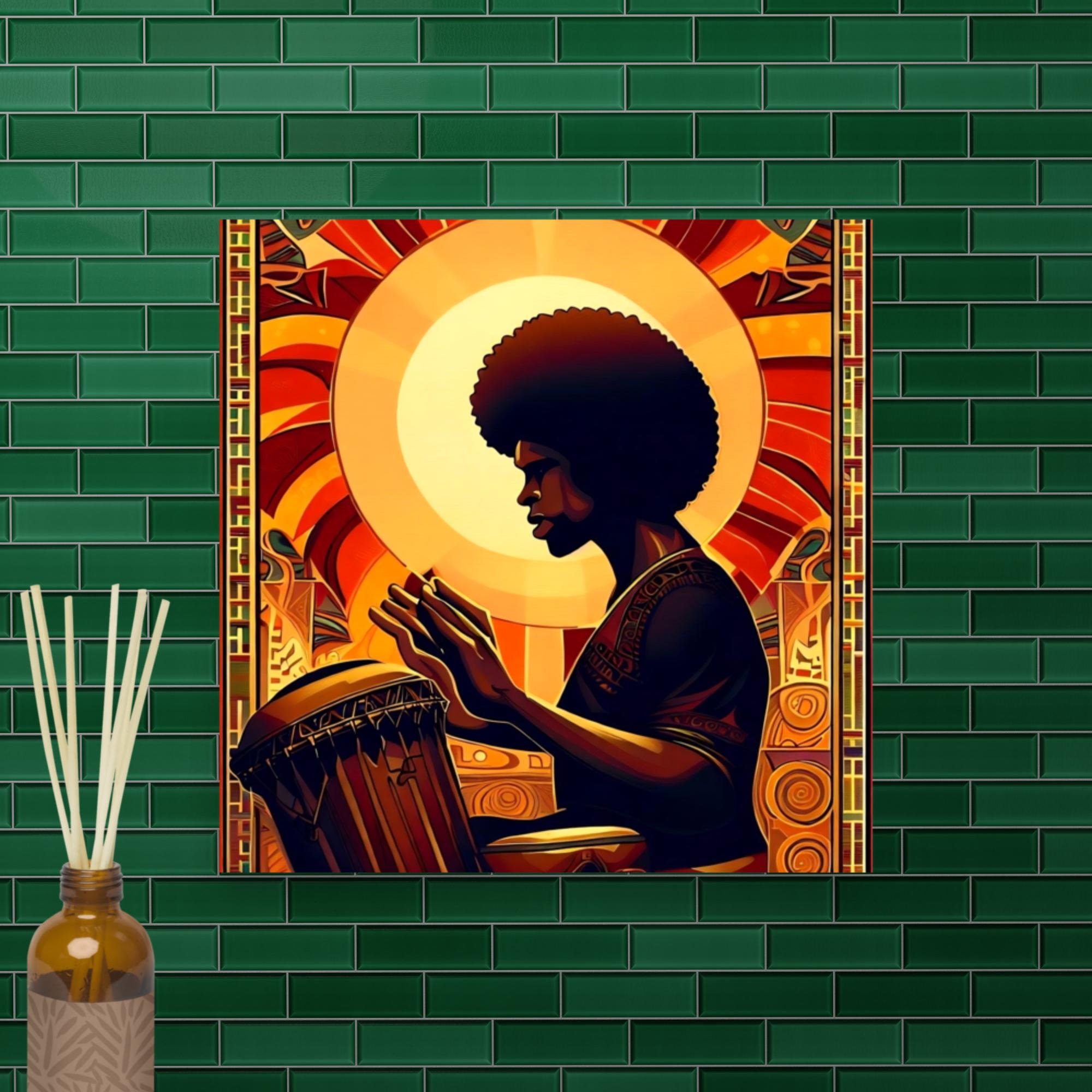 Drum Man Caribbean Vibe Bongo Conga Gwoka Music Afro Wall Art african ...