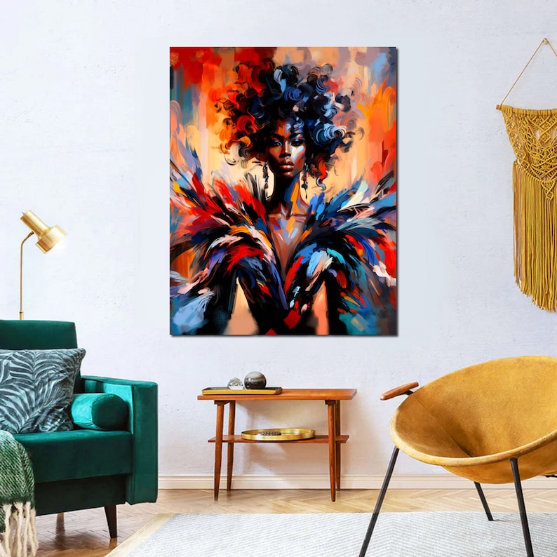 Classy Black Woman Wall Art Poster Elegant Girl Art Afro Wall Art african American Art Canva ...