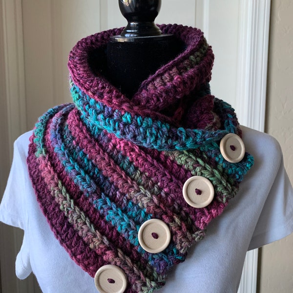 Crochet Button Scarf - Etsy
