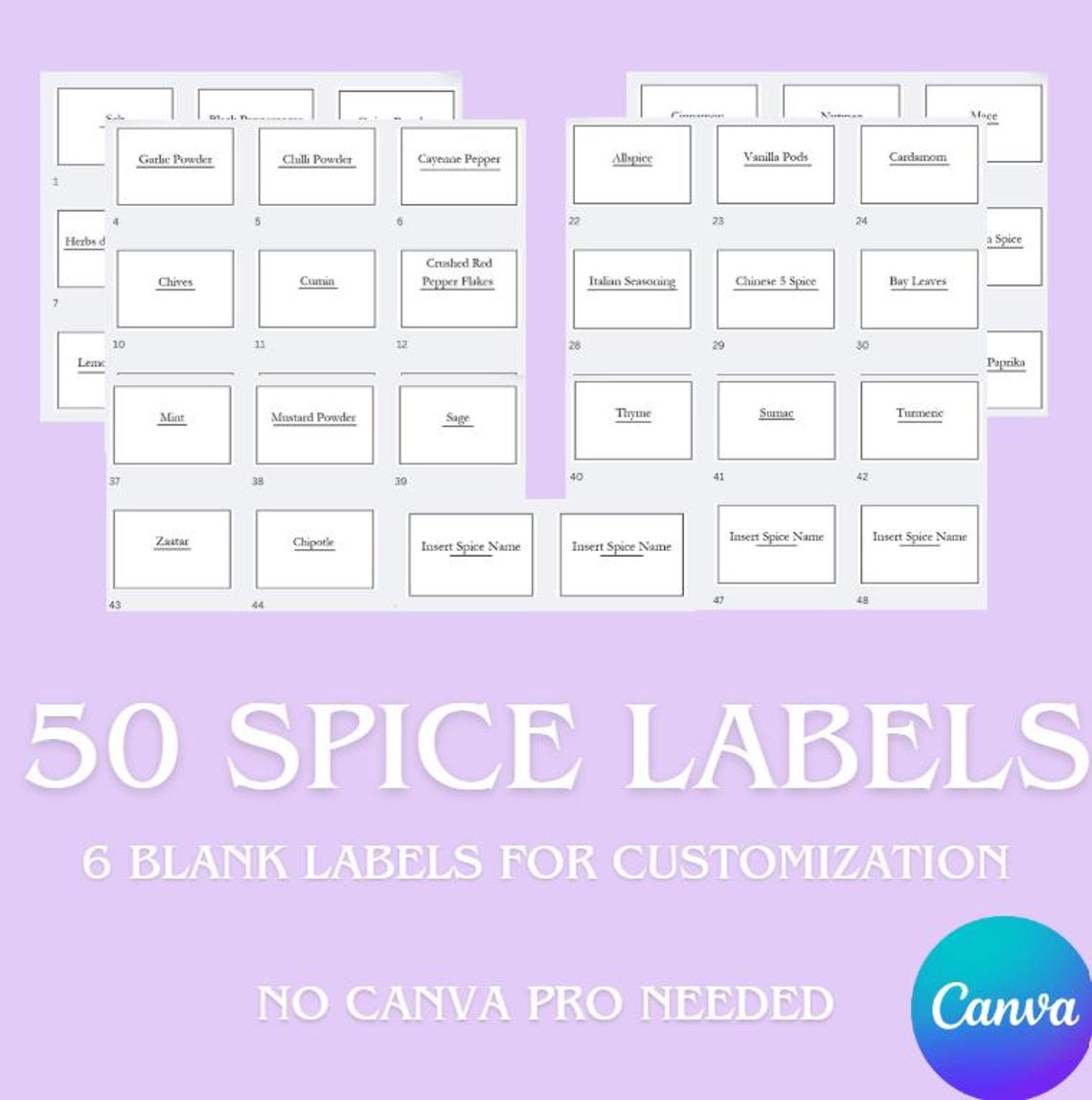 Minimalist Spice Jar Labels: Editable Kitchen Organization Stickers ...