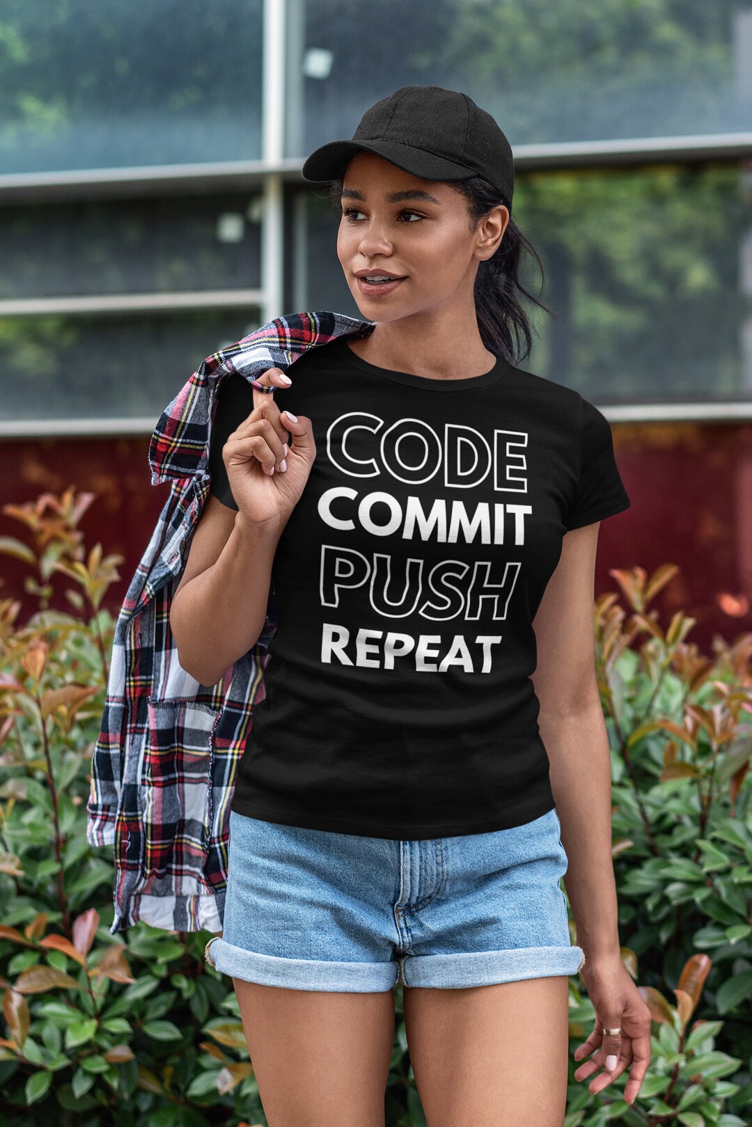 Programmer Shirt Code Commit Push Repeat Git For Coder Hacker 1012