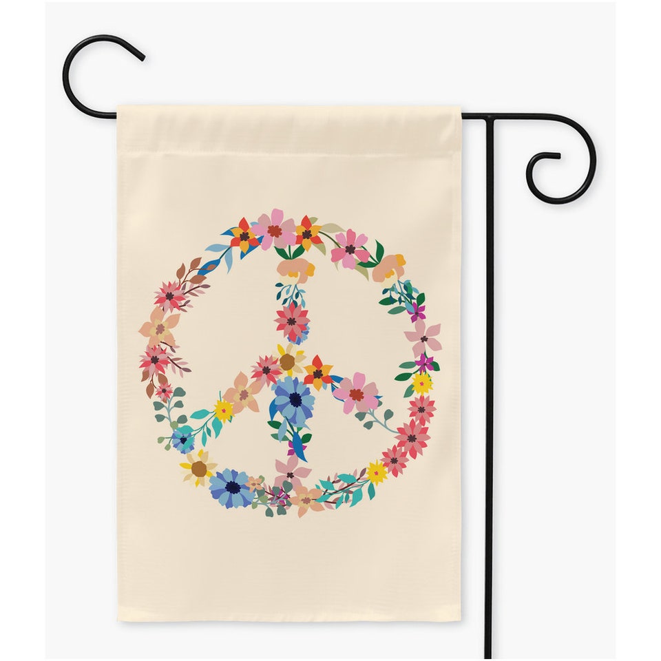 Floral Peace Sign Garden Flag sold by Brandon Cox | SKU 23931936 ...