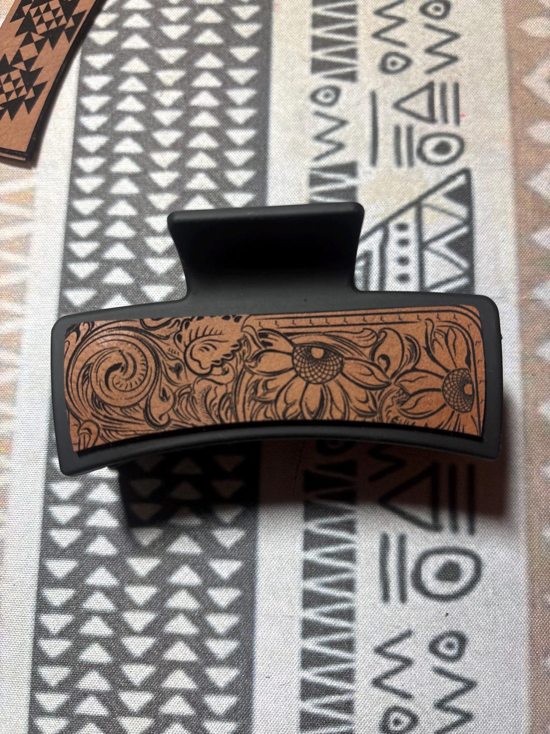 Leather Laser Engraved Claw Clip Western - Etsy