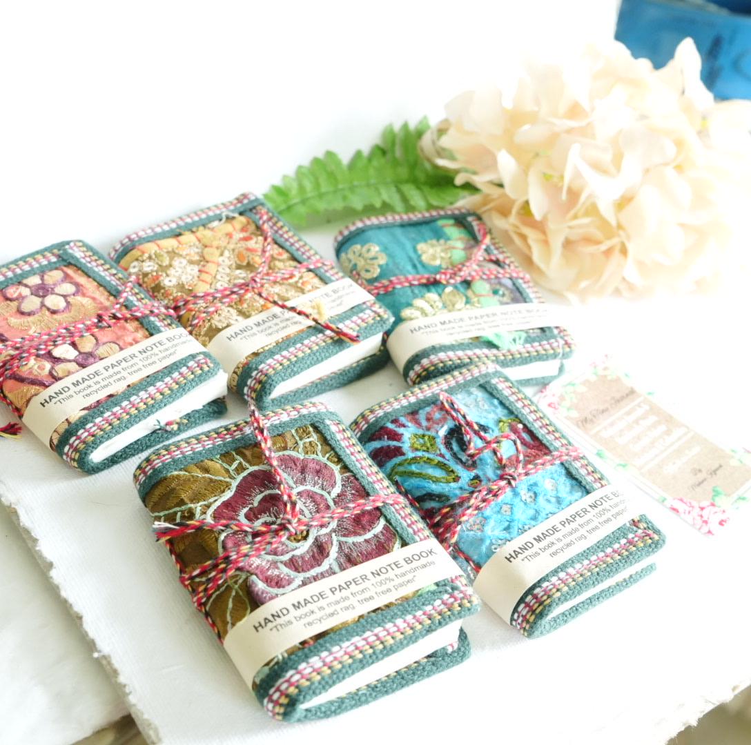 Indian Sari Mini Journal Set – Handmade Recycled Paper Notebooks, 5 ...