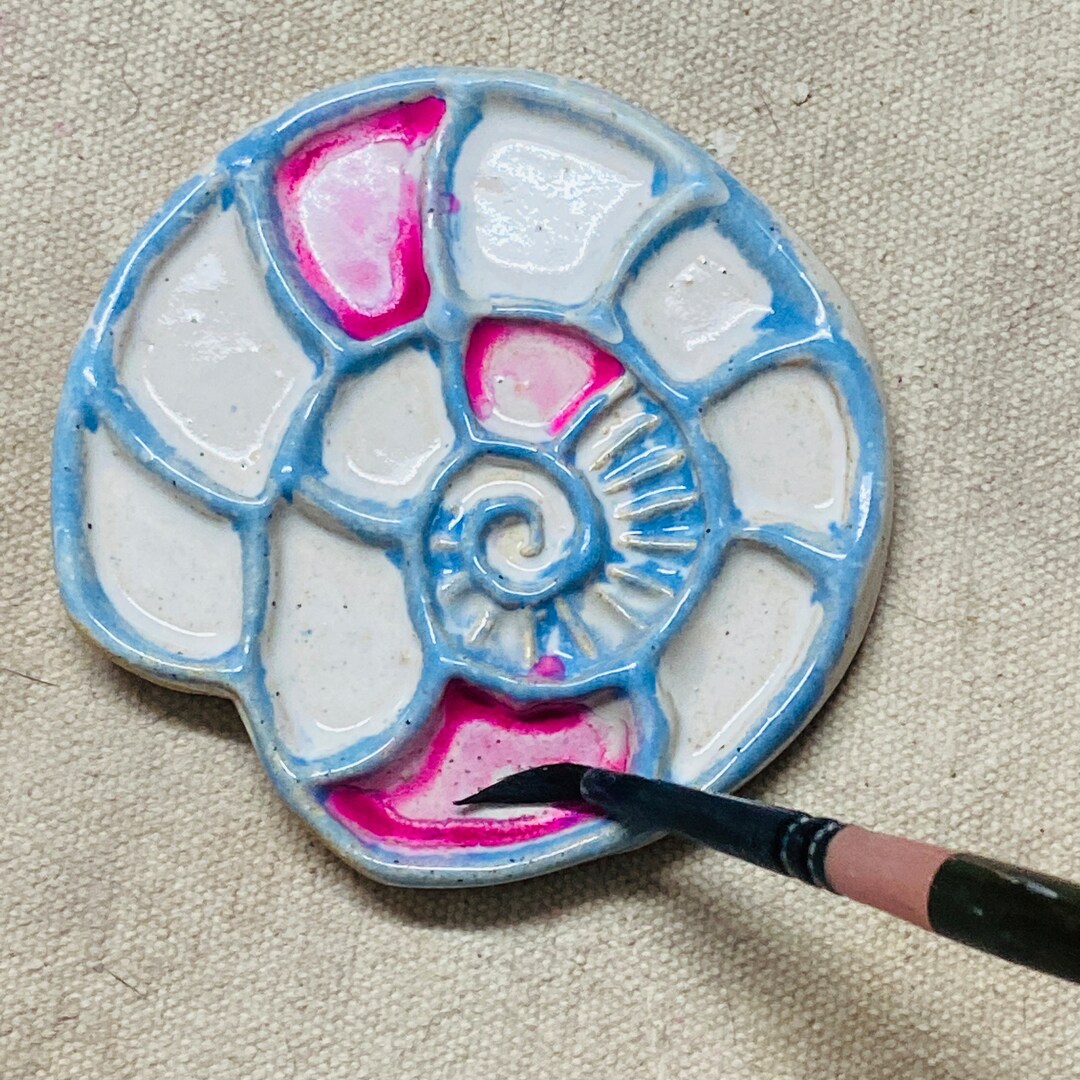 Blue Seashell Ceramic Paint Palette , Seashell Palette, Coral Ceramic ...