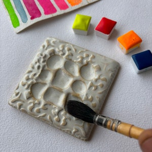 Window Ceramic Palette for Watercolor Mixing Handmade Ceramic Palette ...