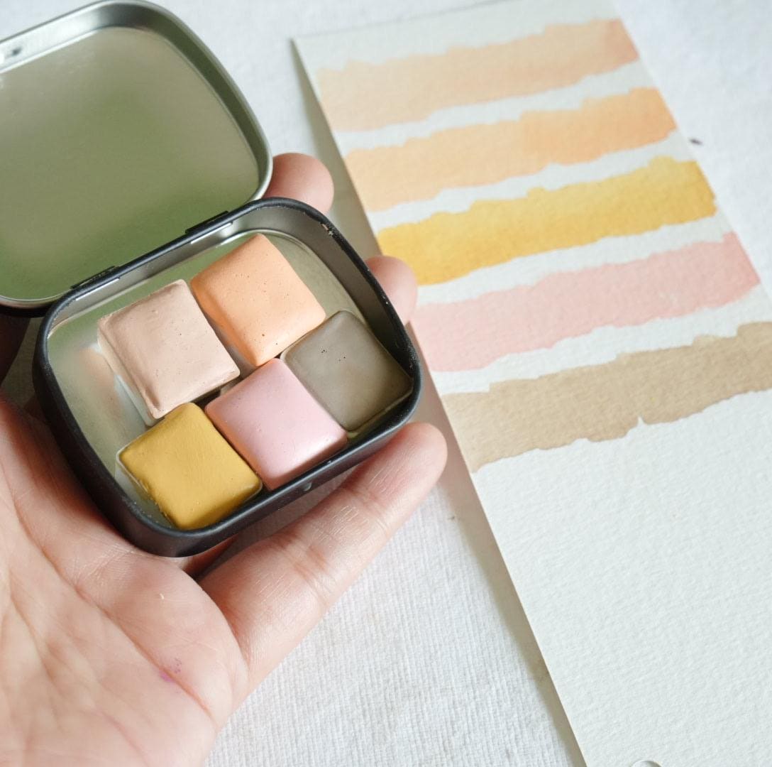 Skin Tones Paint Set of 5 Half Pans , Skin Shade Handmade Watercolor ...
