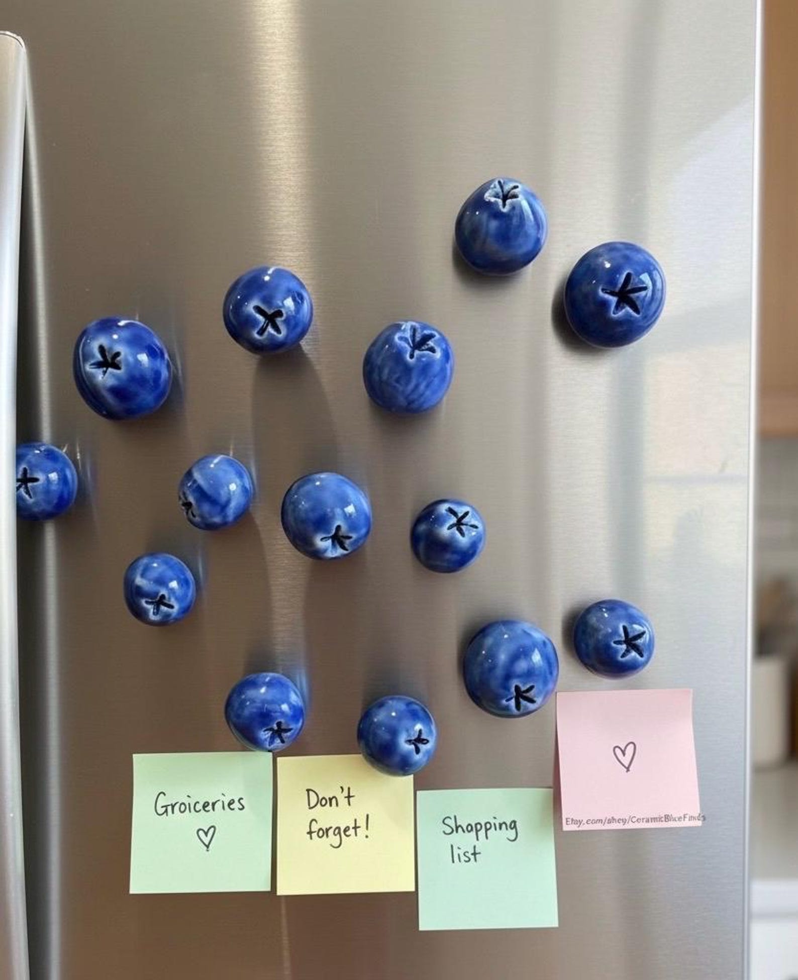 Ceramic Blueberry Fridge Magnet - Pack of 5 ( Approx - 1.5 Cm), Fruit ...