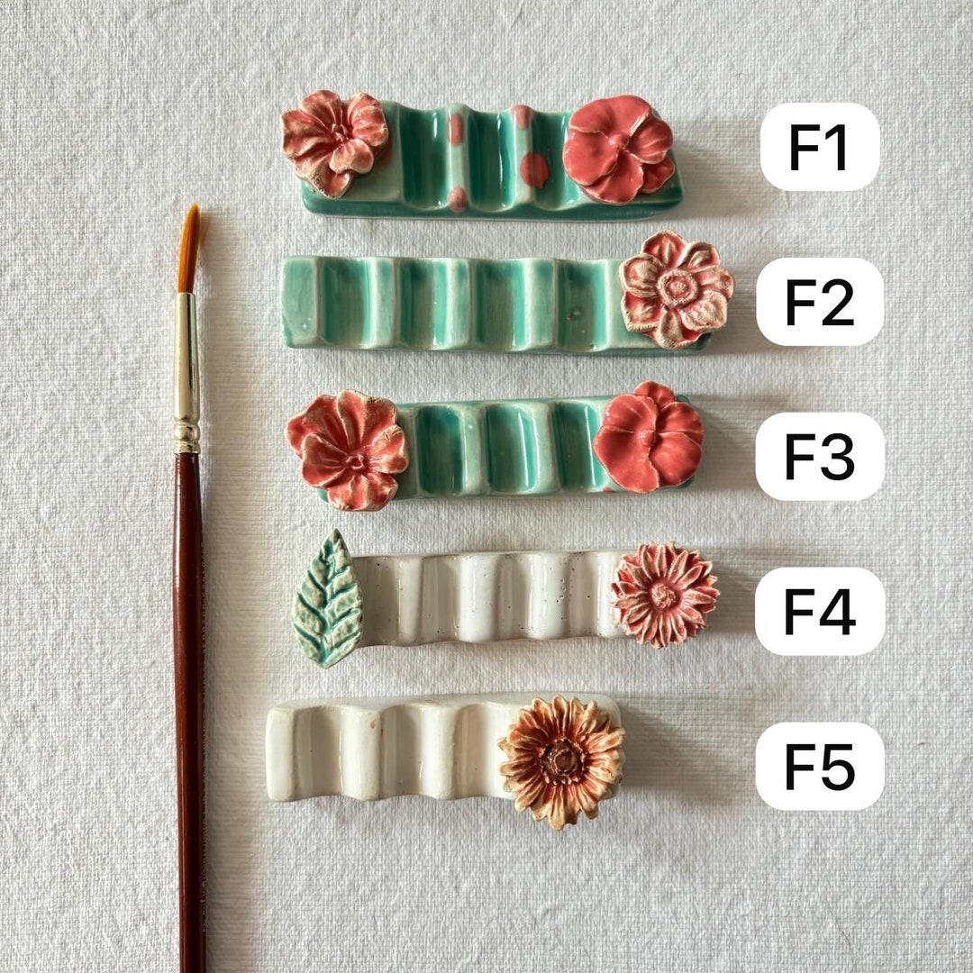 Ceramic Brushrest | Floral Ceramic Paint Brush Rest Gift for Artists ...