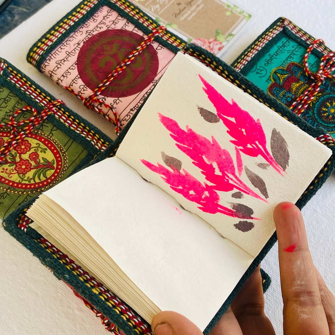 Set of 5 Handmade Paper Note Book Indian Hand Made Diary Om, Hamsa ...