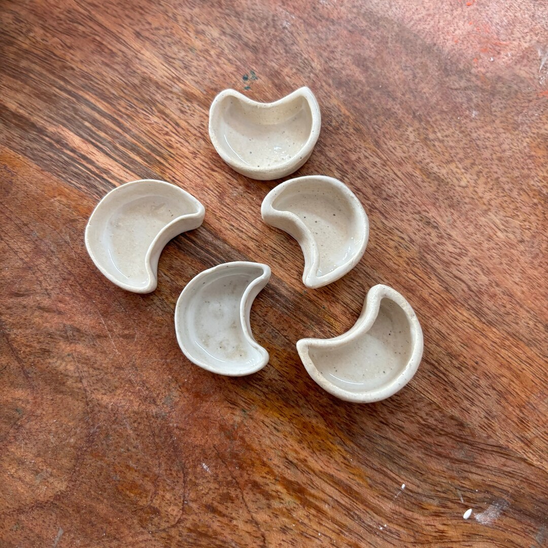 Empty Ceramic Paint Pans - Set of 5 Moon Shaped , Moon Ceramic Empty ...
