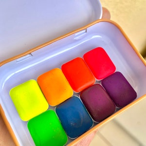 Neon Paint Set-8 Pans - Neon Handmade Watercolor Paint, Natural Neon ...
