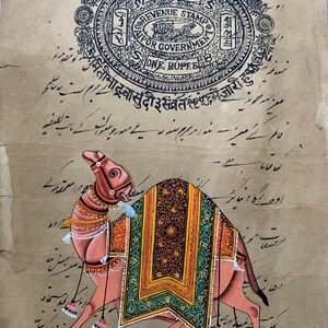Handmade Original Indian Miniature Painting on Old Stamp Paper 8.5x13 ...