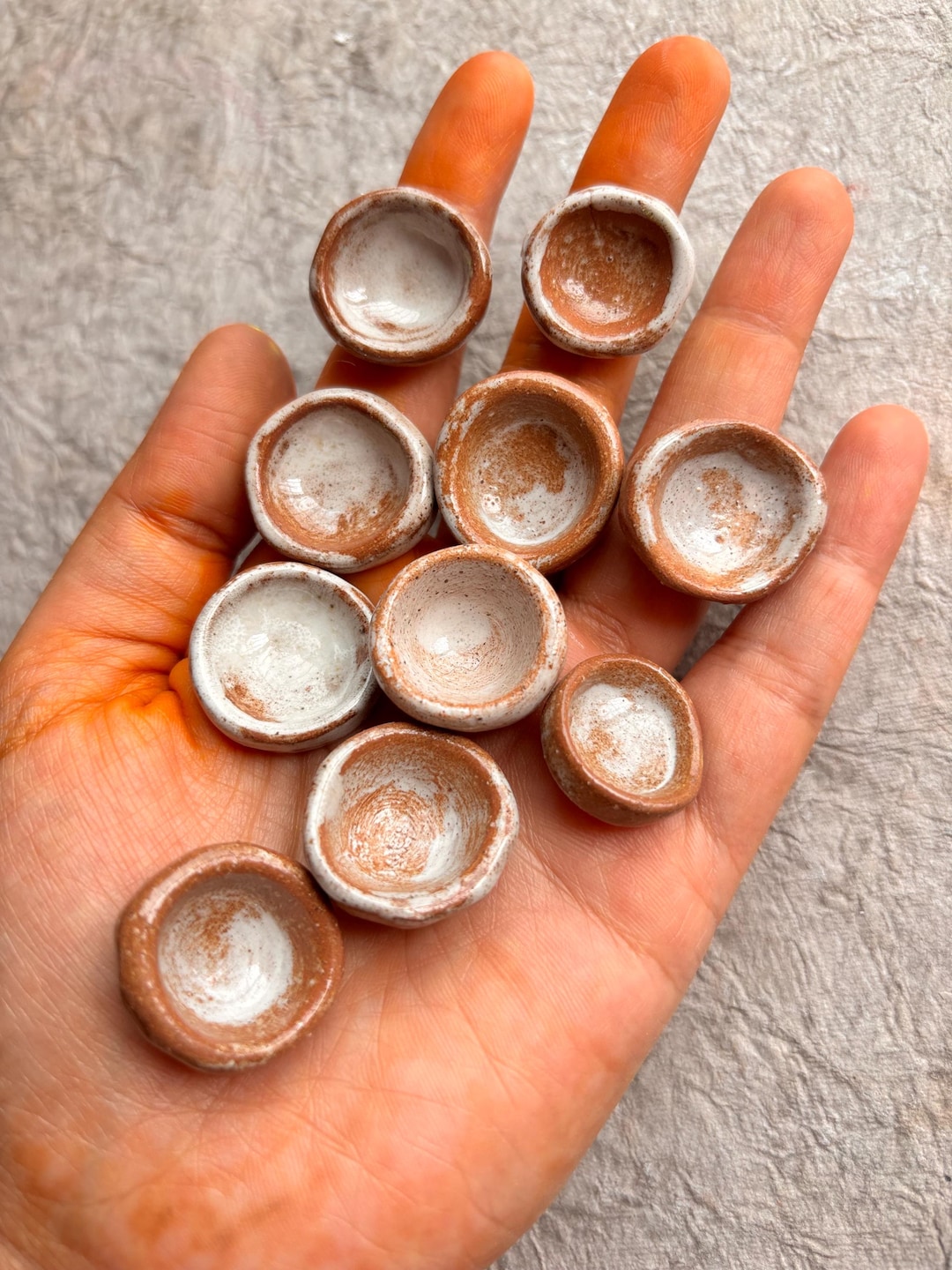 Empty Speckled Ceramic Paint Pans - Set of 5 Round Pans , Clay Ceramic ...