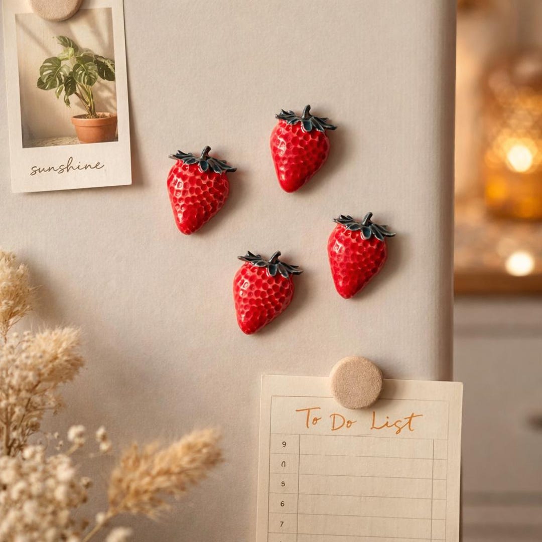 Strawberry Fridge Magnet- Ceramic - Pack of 5 ( Approx 2.5 Cm) - Etsy