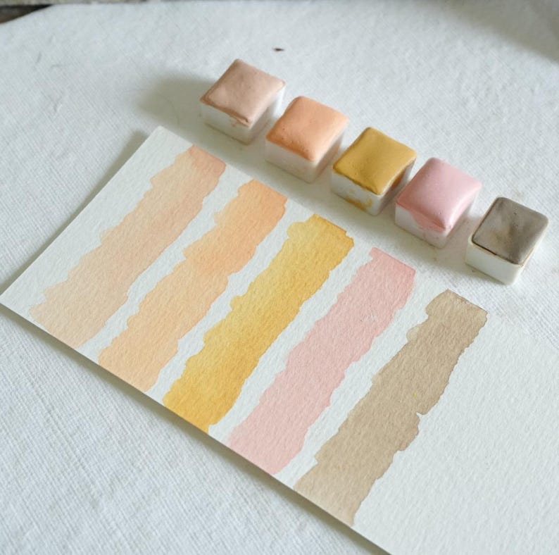 Skin Tones Paint Set of 5 Half Pans , Skin Handmade Watercolor, Skin ...