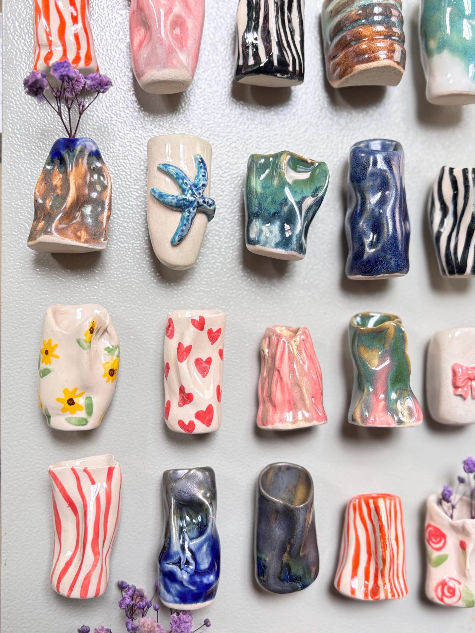 Mystery Wobbly Tiny Organic Ceramic Pot Fridge Magnet , Mini Pot Flower ...