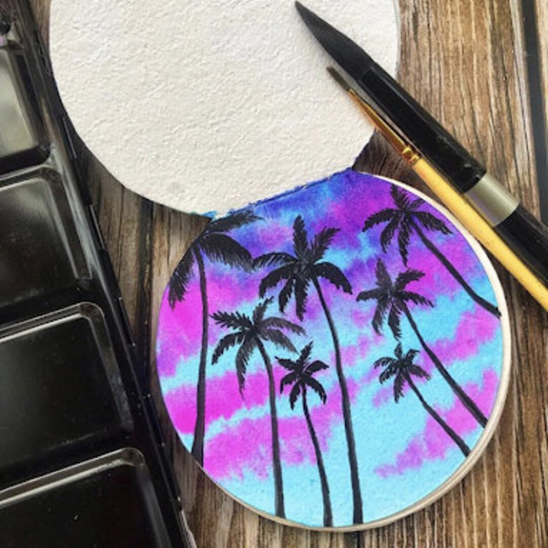 Watercolor Circular Journal Round Handmade Watercolor Diary Unique Art ...