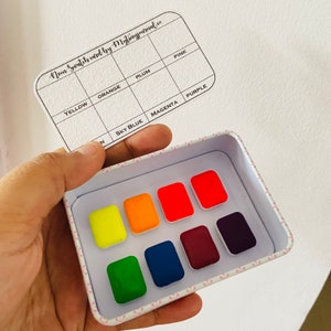 Neon Paint Set-8 Pans - Neon Handmade Watercolor Paint, Natural Neon ...