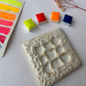 Window Ceramic Palette for Watercolor Mixing Handmade Ceramic Palette ...