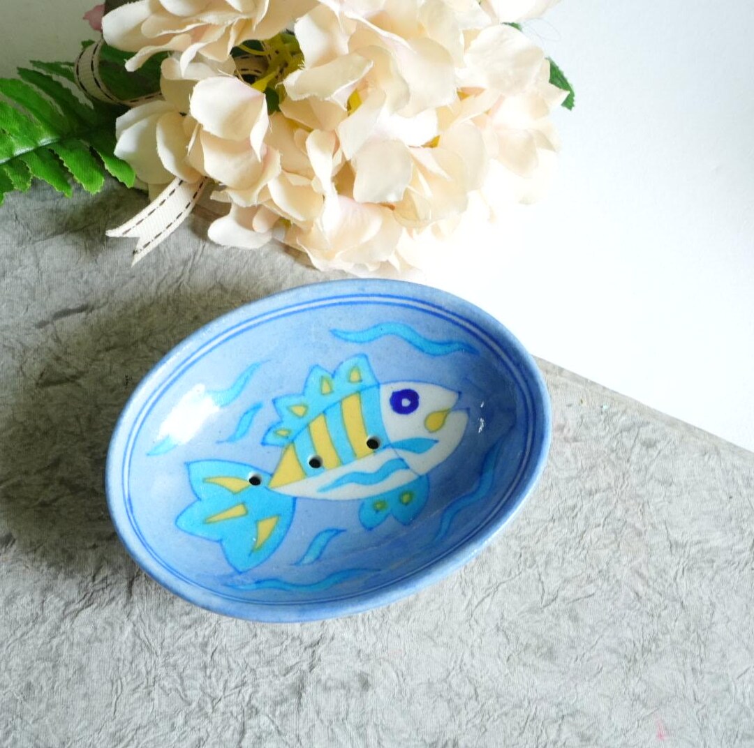 Turquoise Fish BLUE POTTERY Soap Dish, by Mytinyjournal India , Fish ...