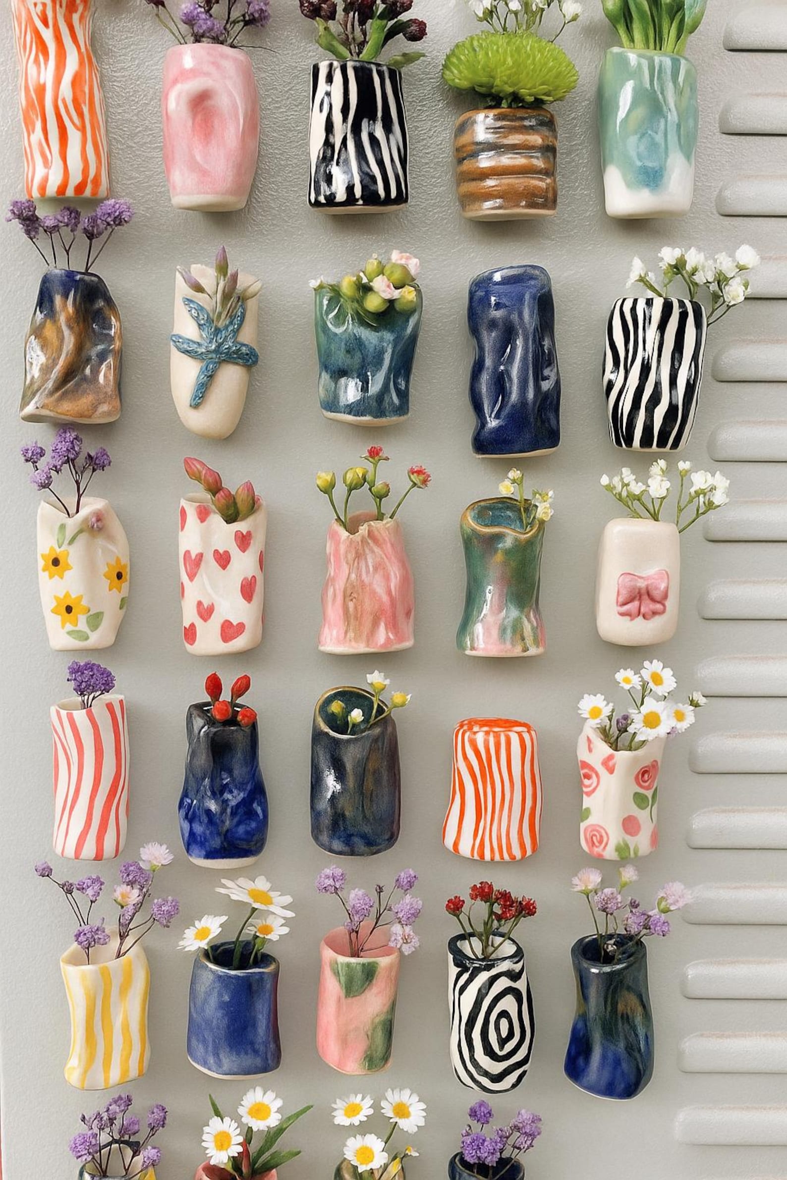 Rustic Ceramic Bud Vase Fridge Magnet Minis, Unique Pottery Gifts, 4-5 ...