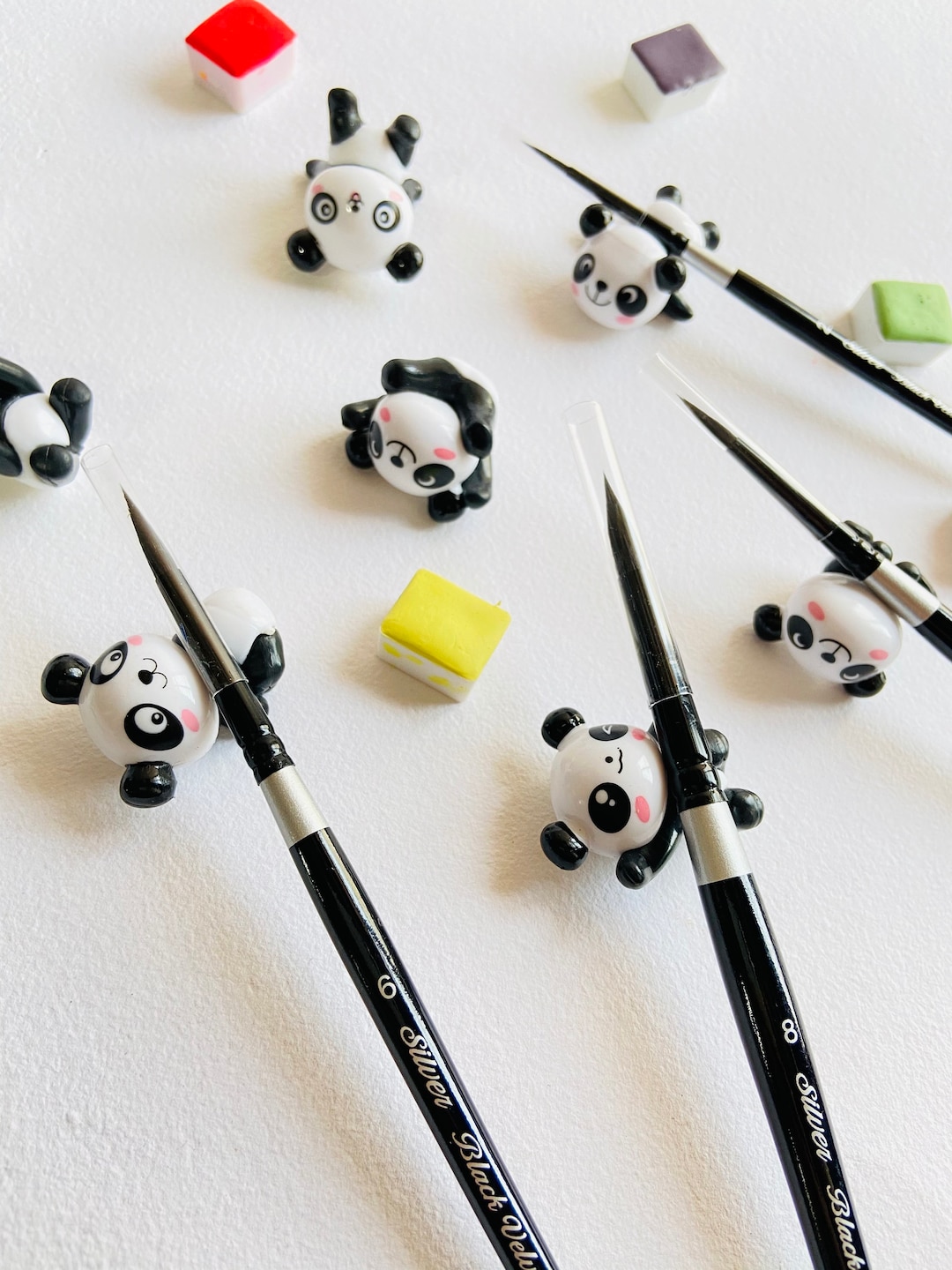 Cute Panda Brushrest , Panda Brush Rest, Resin Panda Garden Figurine ...