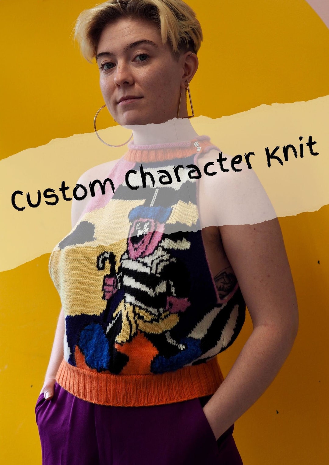Custom Knitted Character Sweater Vest Deposit please Read Item ...
