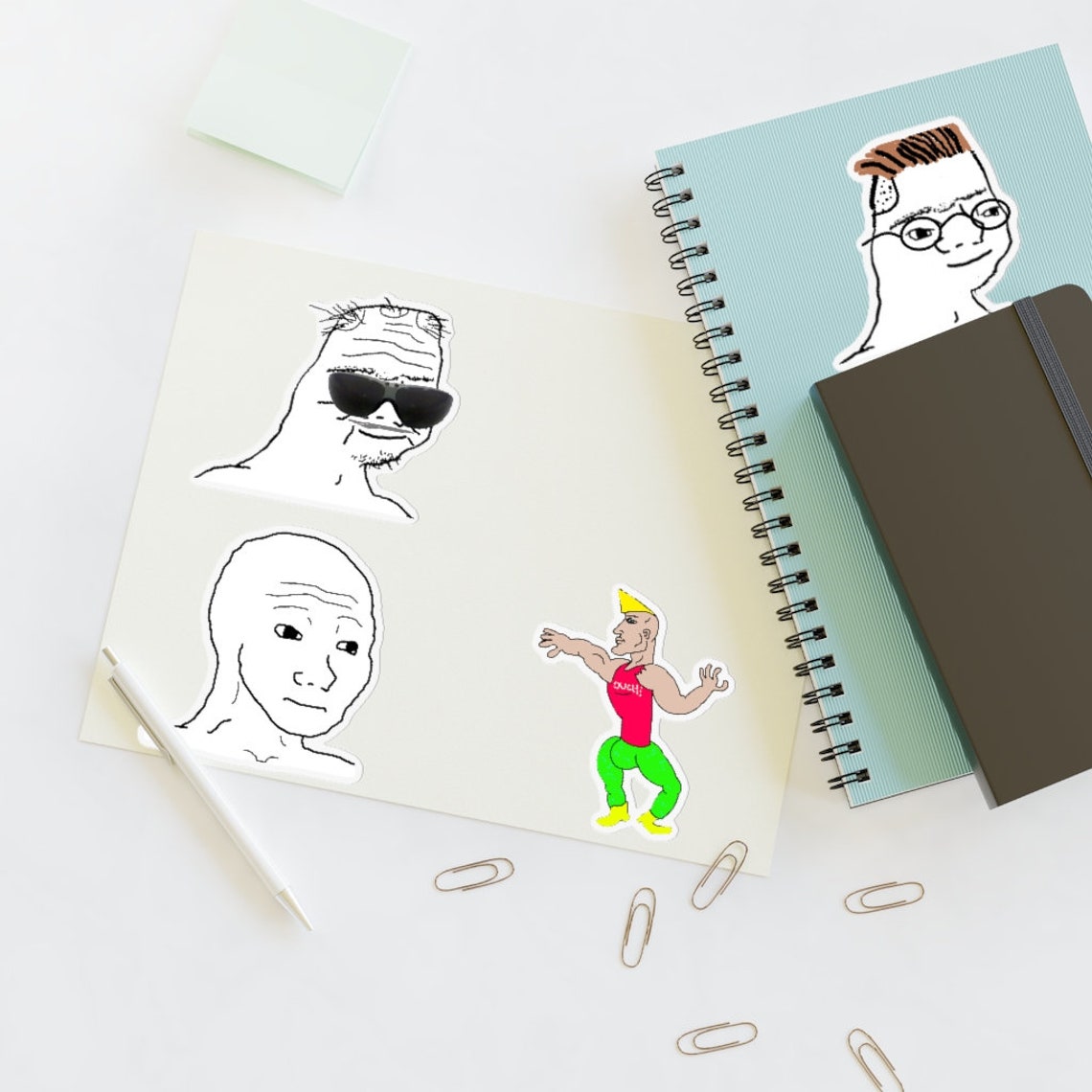 Wojak, Boomer, Zoomer and Chad Crypto Meme Sticker Sheets 4 in 1, Troll ...