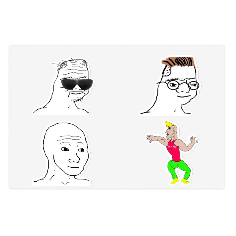 Wojak, Boomer, Zoomer and Chad Crypto Meme Sticker Sheets 4 in 1, Troll ...