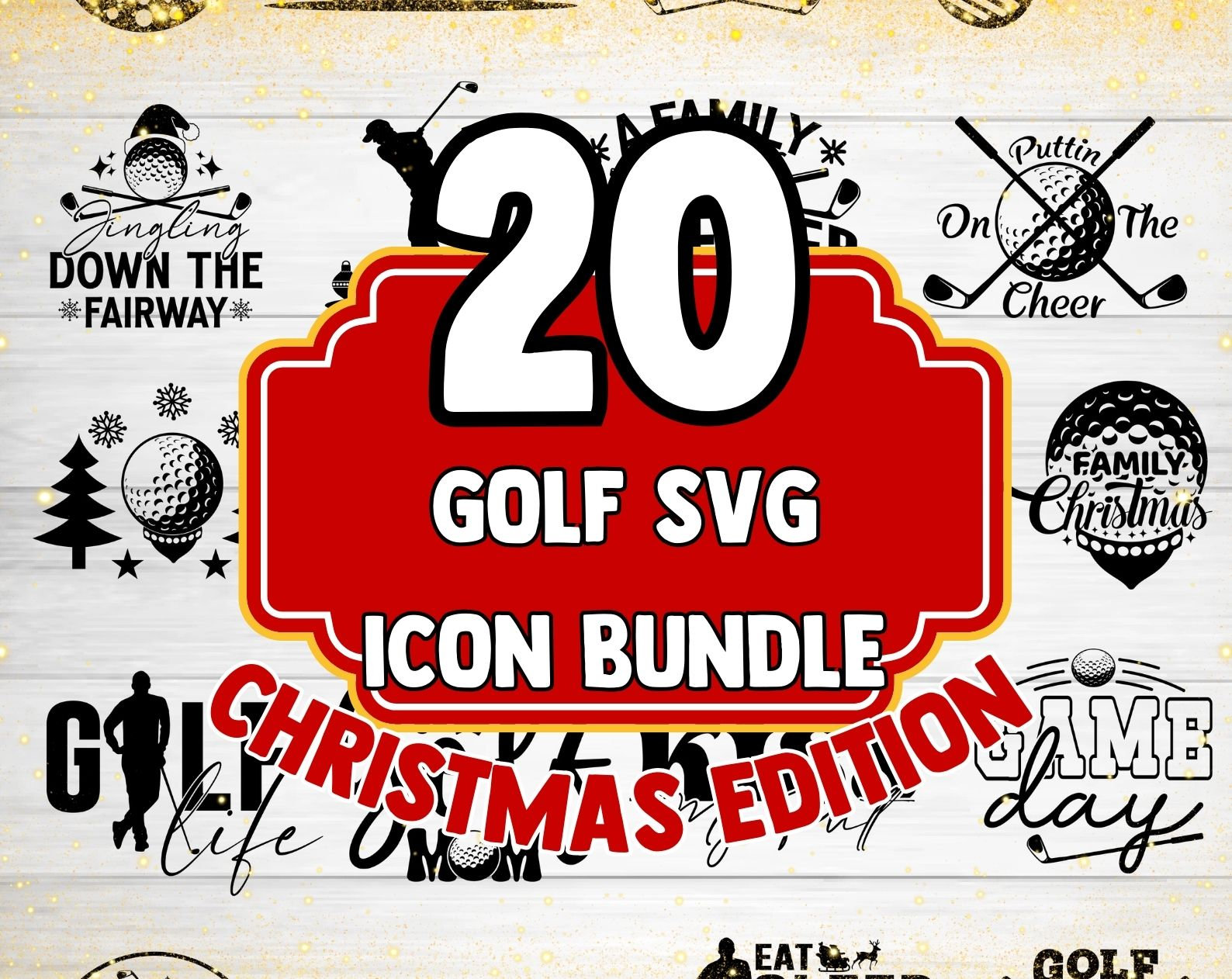 Christmas Golf SVG Vector Pack - Festive Golfer Clipart Bundle for ...