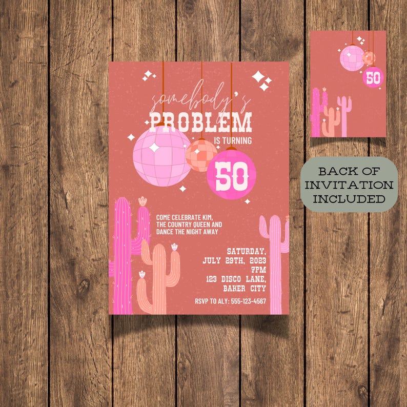 Somebody's Problem Birthday Invitation Big Birthday Western Country ...