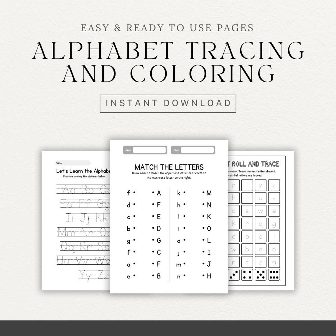 Alphabet Coloring Worksheet Printable, Preschool, Kindergarten, ABC ...