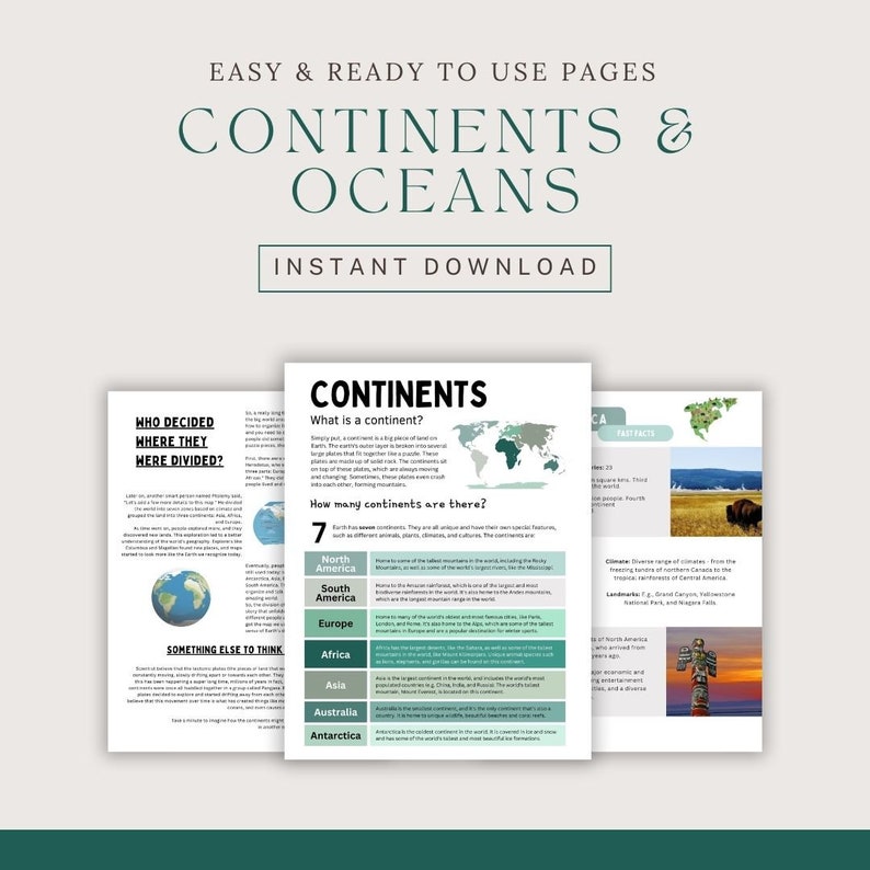 Continent Unit Study - Homeschool Continent Study Guide Continent ...