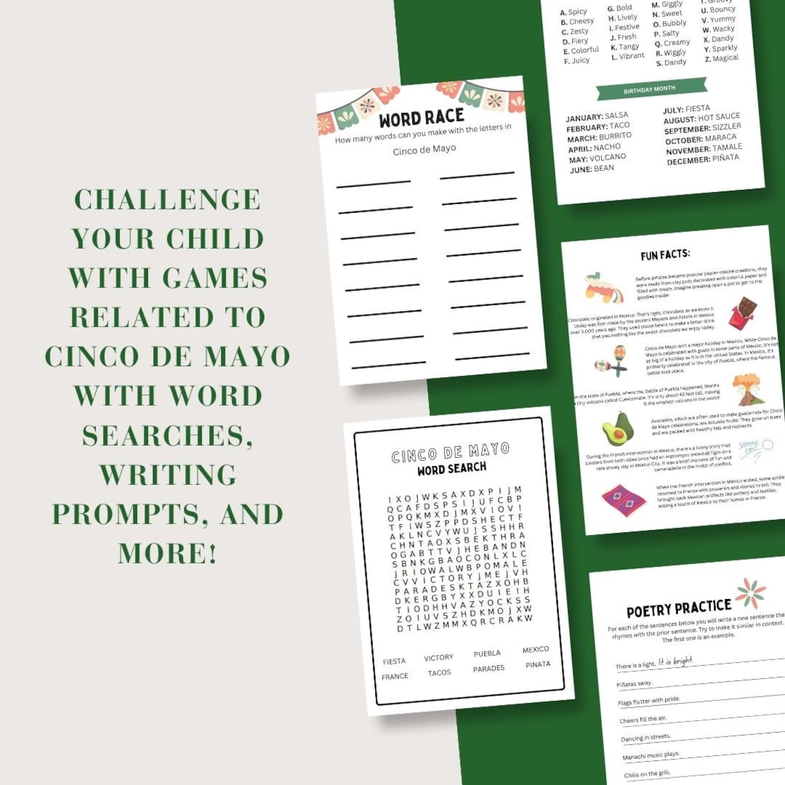 Cinco De Mayo Worksheets for Kids Cinco De Mayo Unit Study for ...