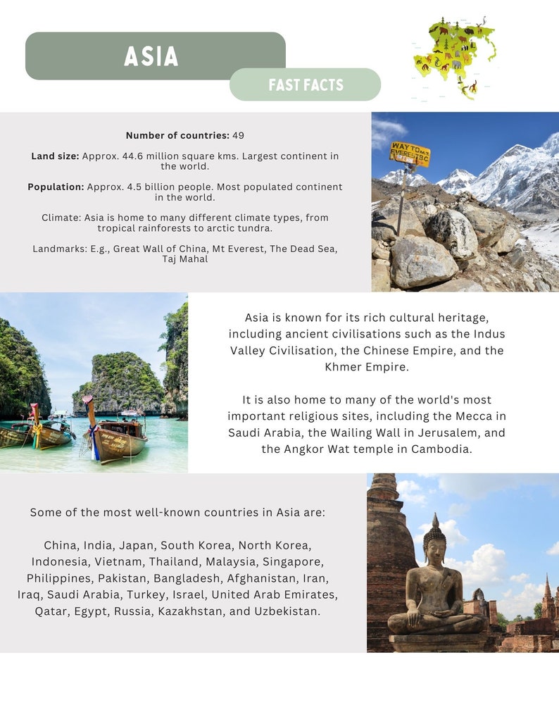 Continent Unit Study - Homeschool Continent Study Guide Continent ...