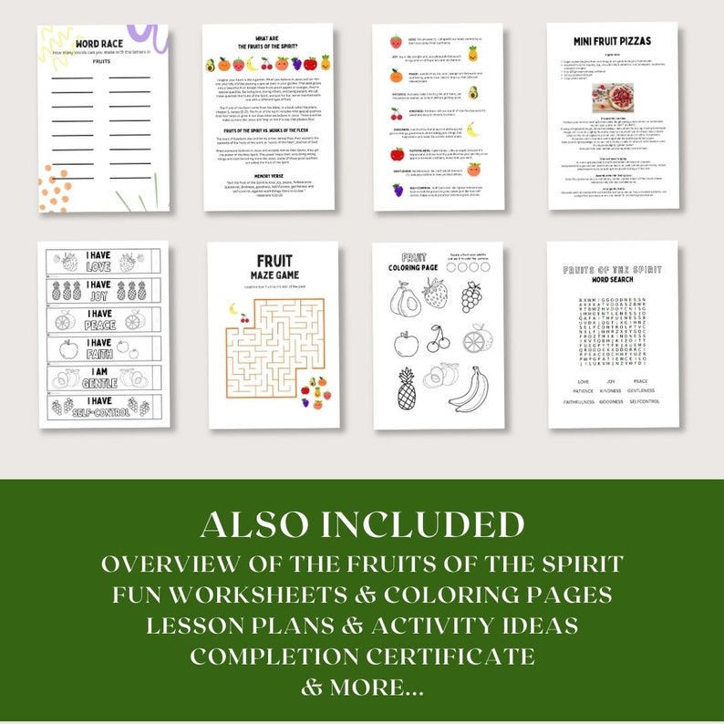 Teaching Fruits of the Spirit Sunday School Lesson for Kids Fruits of ...