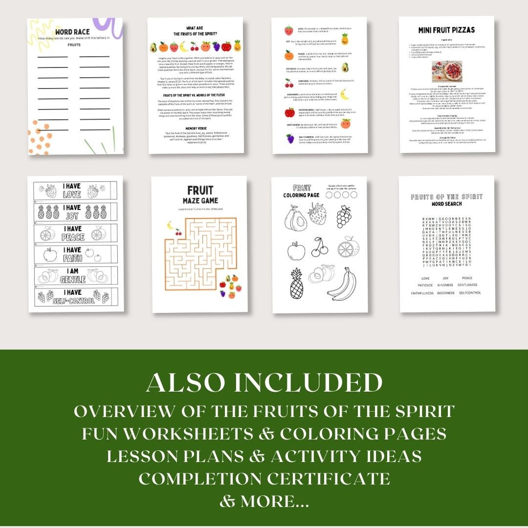 Teaching Fruits of the Spirit Sunday School Lesson for Kids Fruits of ...