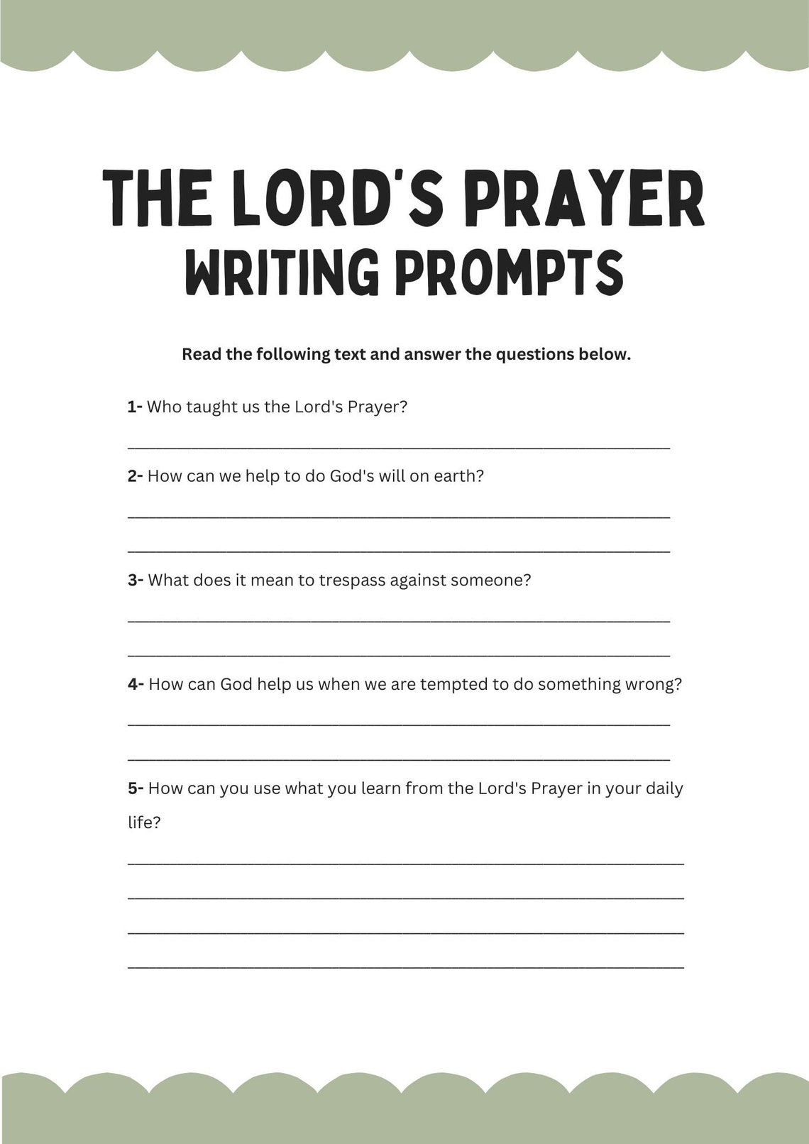 The Lord's Prayer Lesson Kids Bible Study for Children Faith-based ...